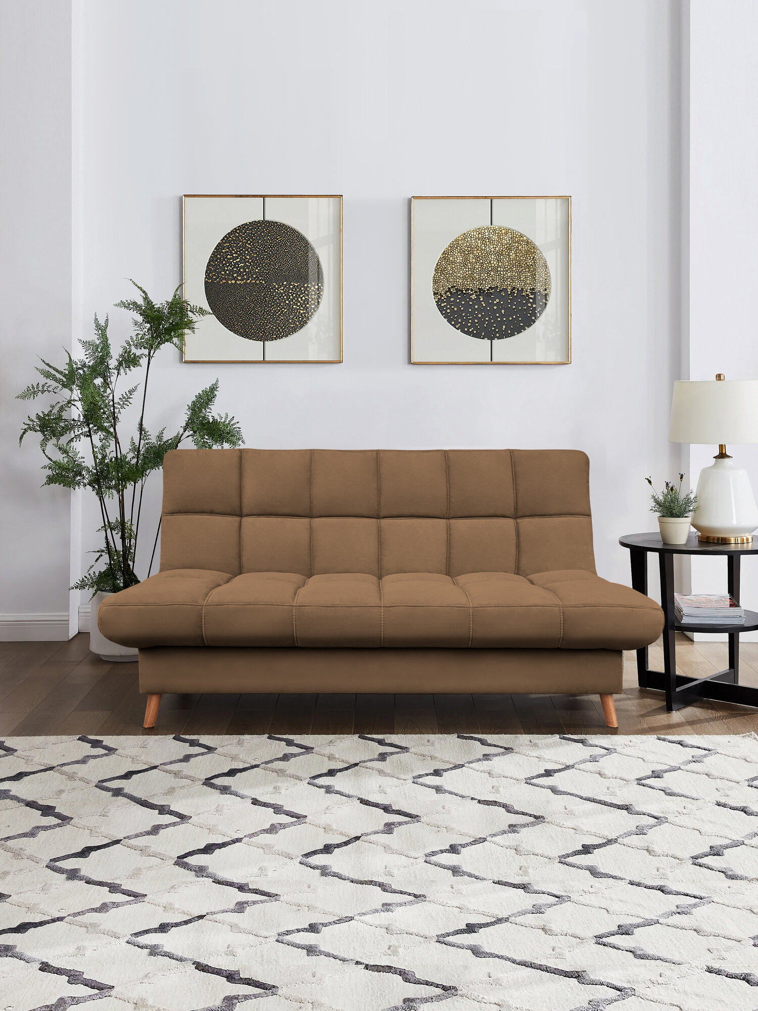 Диван кровать Стоун Strong Z прямой раскладной мокко с ящиком для белья, механизм клик-кляк, 200х93х99 см