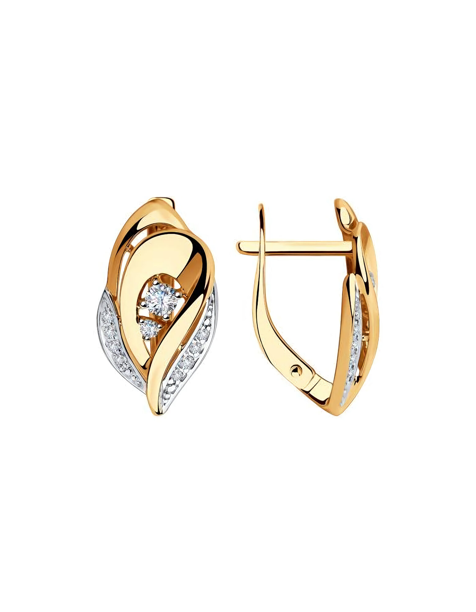 Серьги, красное золото, 585 проба, фианит