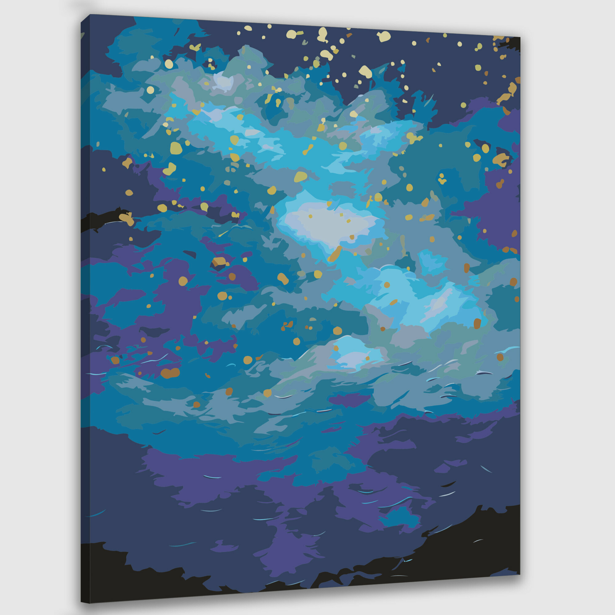 Картина по номерам 40x50 см, картина маслом, звездное ночное небо, Ван Гог, клубящиеся облака, сияющие звезды