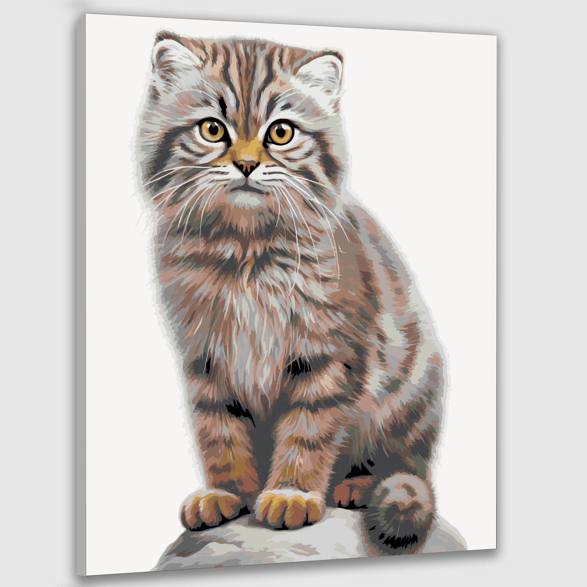 Картина по номерам 40x50 см, манул, графитовый набросок, пушистый мех, заснеженная местность, Сибирь, дикая природа