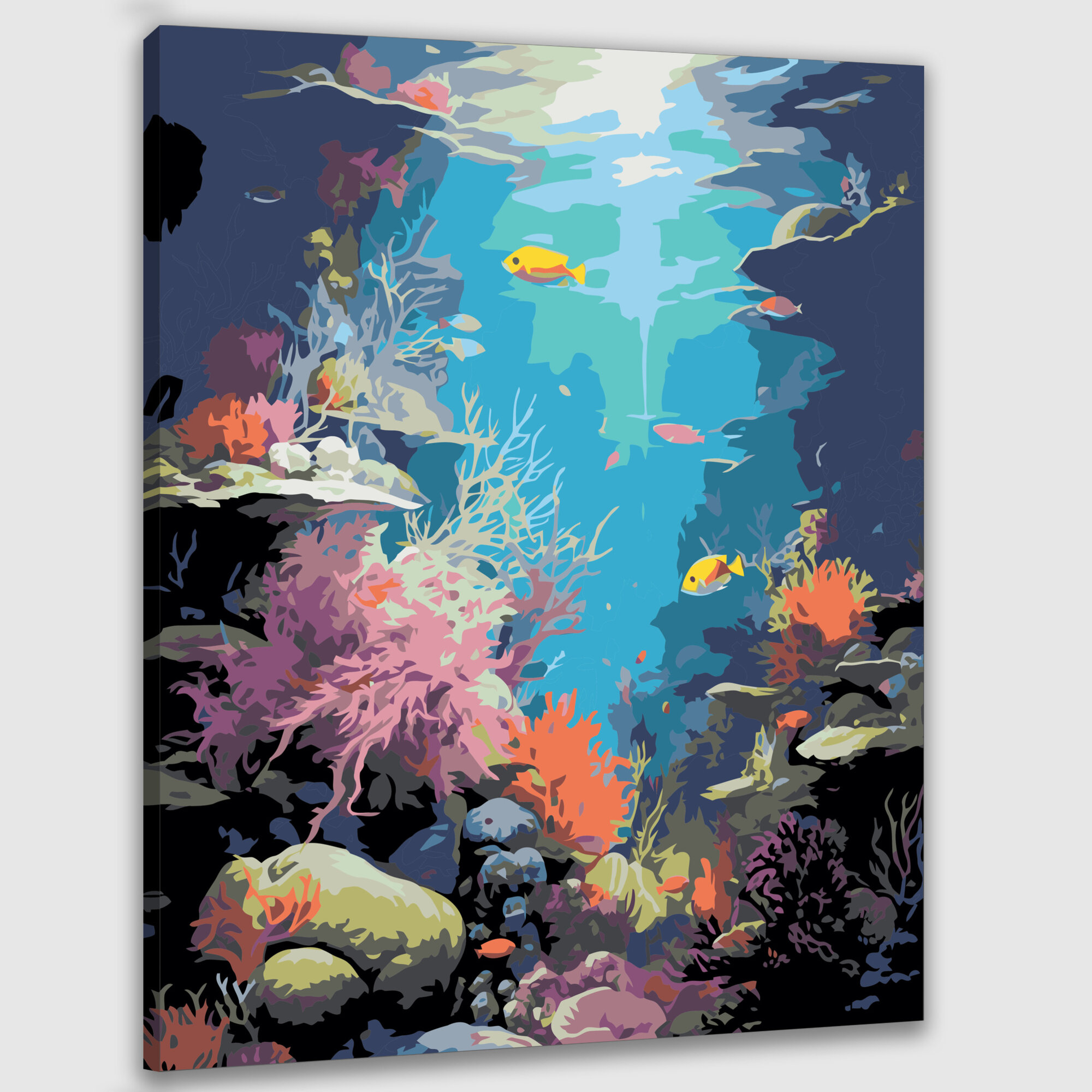 Картина по номерам 40x50 см, картина маслом, подводный коралловый риф, жизнь, тропические рыбы, водоросли