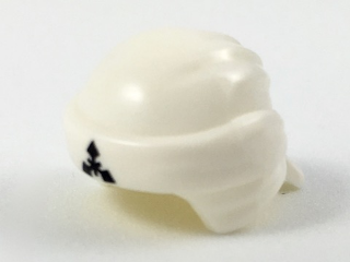 Minifigure, Headgear Ninjago Wrap Type 3 with Molded (Same Color) Bandana and Knot and Printed Black Triangular Symbol Pattern, 24496pb02 White U