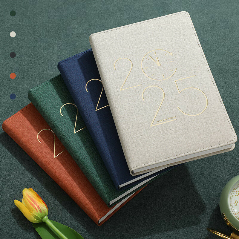 Falamon 2025 Daily Planner 365 Days Schedule Book, Daily Work Planner, One Page Per Day, Time Management Efficiency Manual, Self-Discipline Check-In Book, Diary, Customizable, Khaki Color