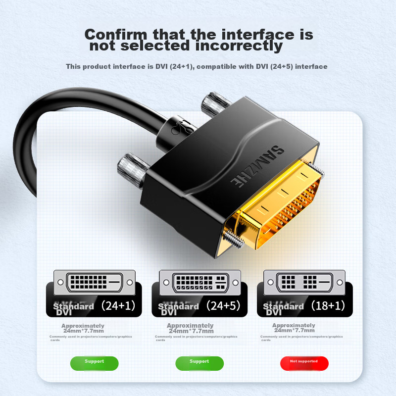 Shanze DVI to VGA Adapter, DVI-D to VGA Cable, High-Definition Converter, DVI24+1 Computer Graphics Card Connection to Projector, TV, Monitor Connection Cable, DV2020