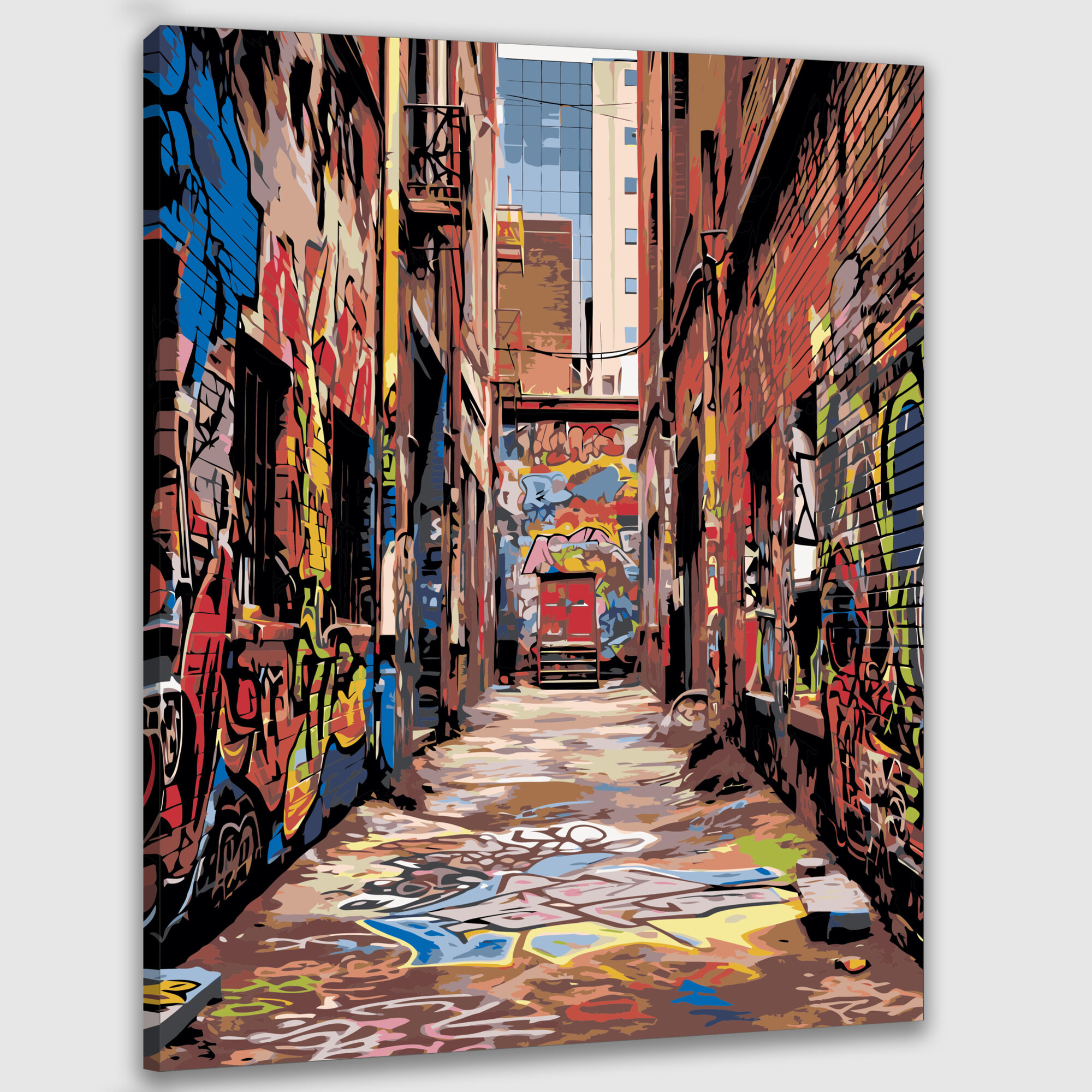 Картина по номерам 40x50 см, граффити, переулок, разрешение, художественная революция, городские стены