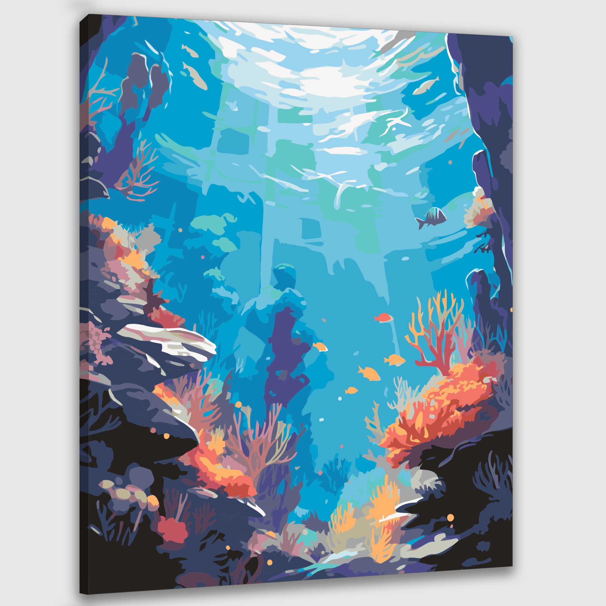 Картина по номерам 40x50 см, цифровая картина, подводный рай, коралловые рифы, экзотические морские обит