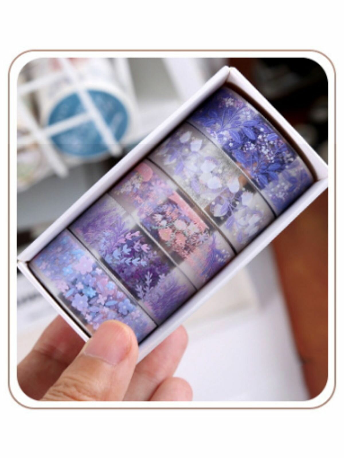 Декоративный скотч Цветы. Набор из 5 штук.