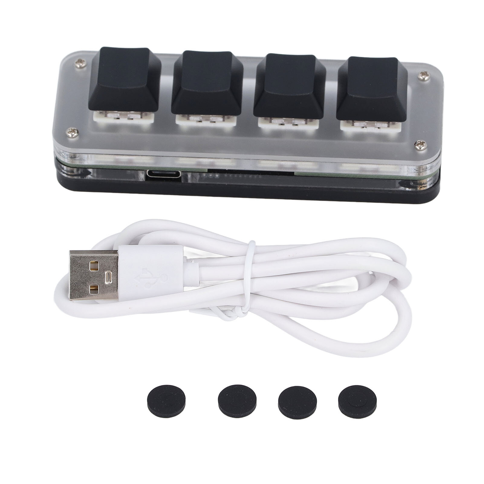 4-клавишная мини-клавиатура USB C, проводная, пылезащитная, с красным переключателем, программируемая индивидуальная мини-механическая клавиатура с подсветкой RGB