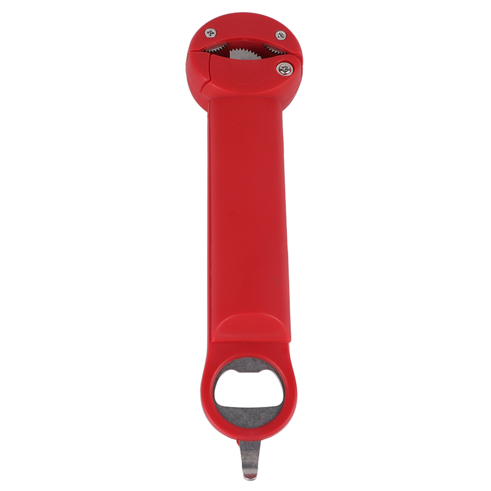 Stainless Steel Adjustable Cap Screwer 3 in 1 Multifunctional Retractable Jar Bottle Opener Pop Tab Auxiliary Opening Tool Red