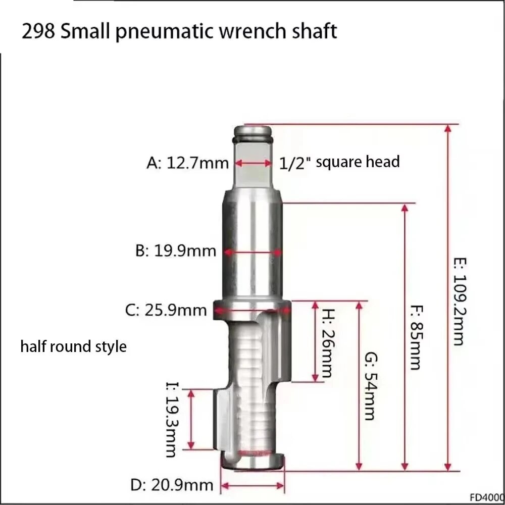 Пневматический гайковерт 298, запасная часть, 1/2" square head