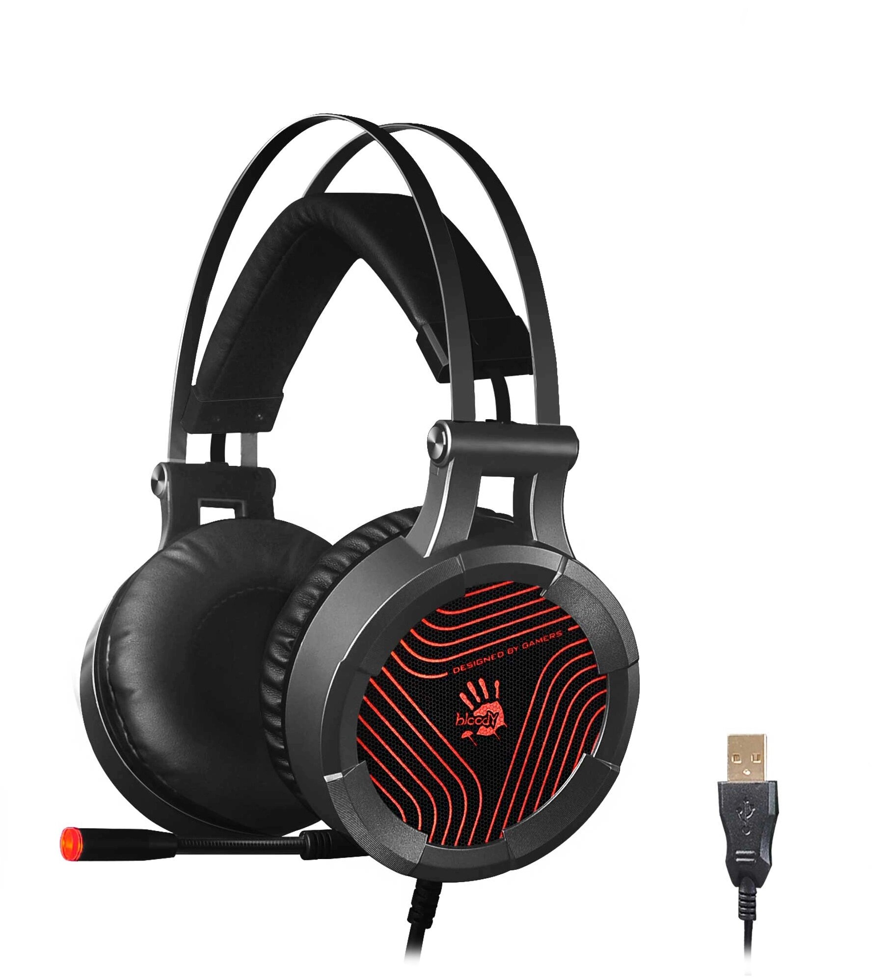 Наушники с микрофоном Bloody G530 черный/серый 1.8м