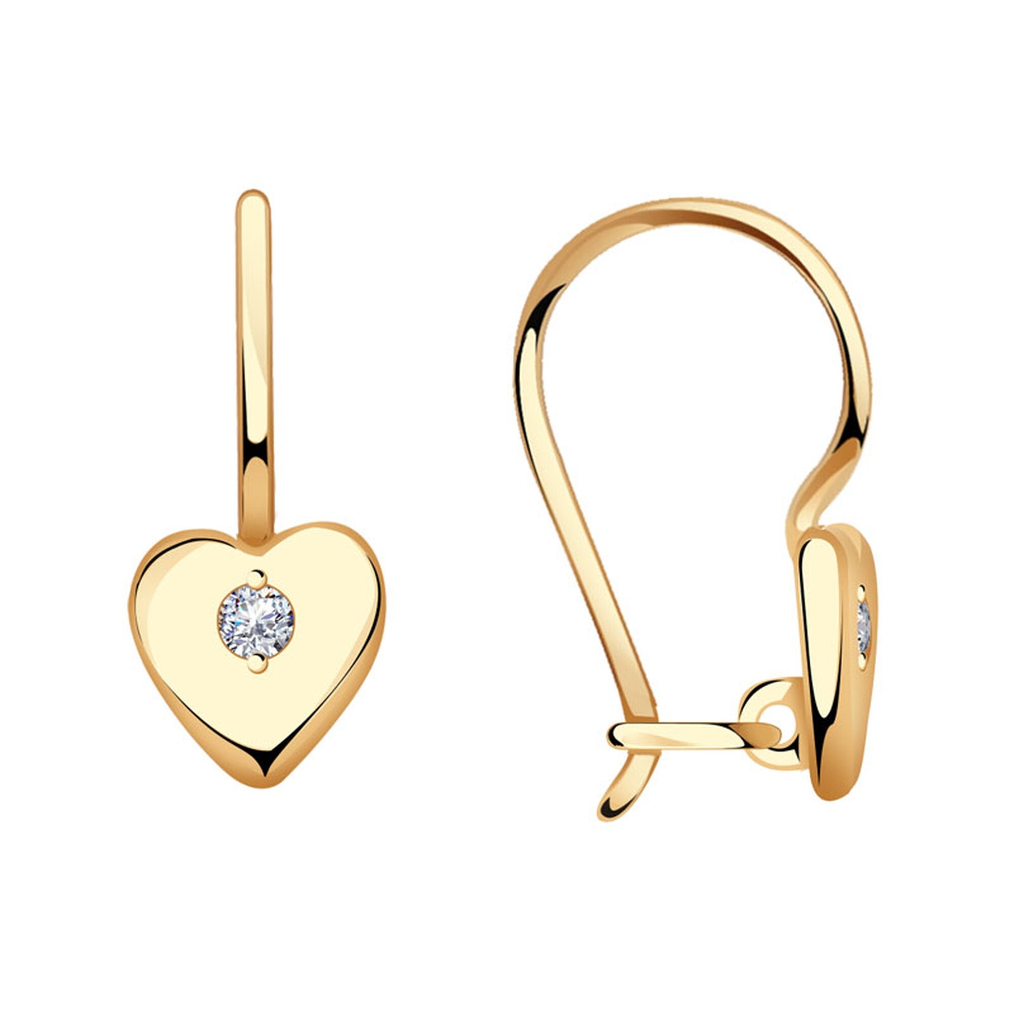 Серьги Diamant online, красное золото, 585 проба, фианит