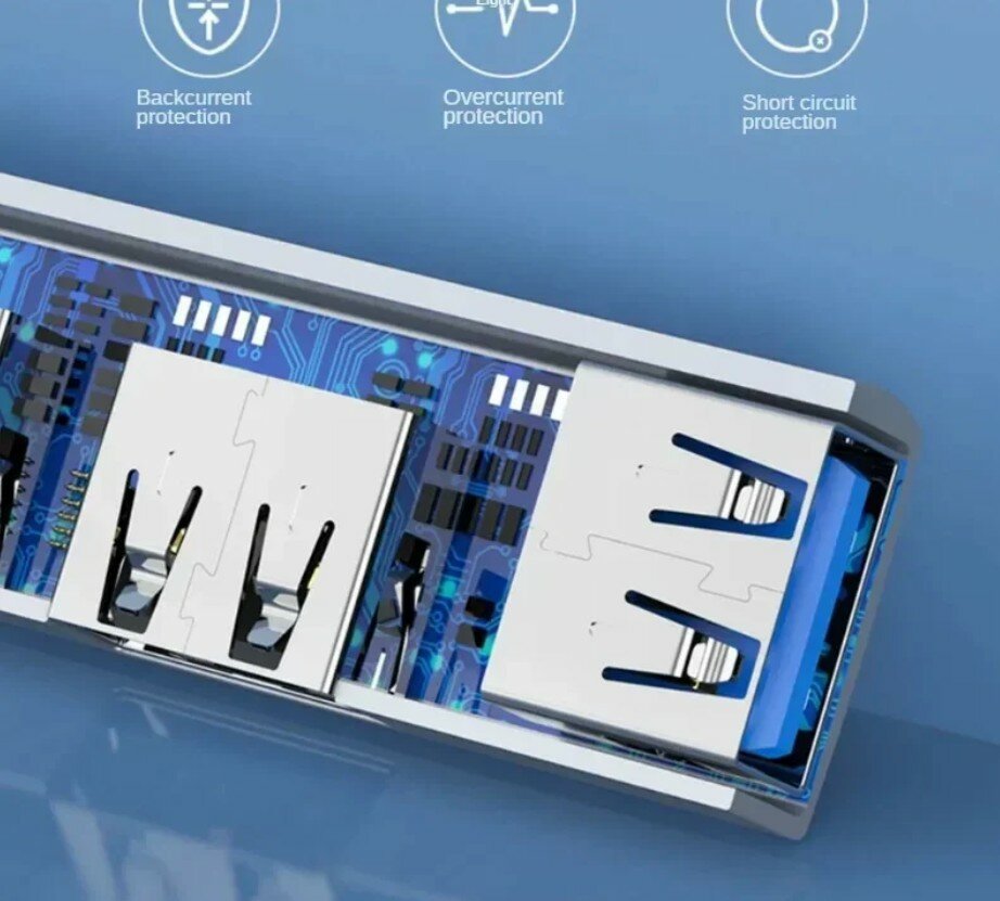 USB-разветвитель с 3-мя портами, 1 x USB 3.0 и 2 x USB 2.0 , цвет серый