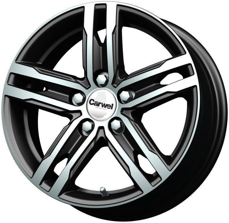 Диск автомобильный литой Carwel Волга 178 15x6 5x114.3 et46 dia67.1 Чёрный глянцевый с полированной лицевой частью