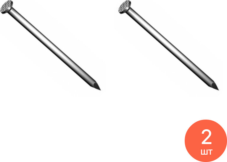 Гвозди строительные оцинкованные, стальные, 1.2×20мм, 1кг / крепеж и фурнитура (комплект из 2 шт)
