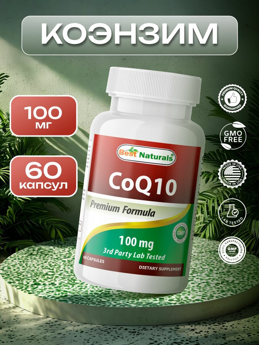 Best Naturals, Коэнзим CoQ10 100 мг, 60 капсул