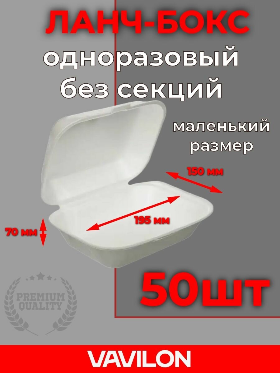Ланч-бокс одноразовый, без секций, 10 шт, 195*150*70 мм