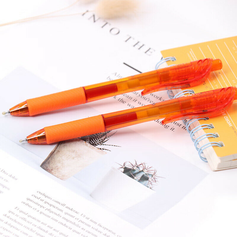 Pentel 0.5mm Retractable Gel Pen, Colorful Quick-Drying Pen, Financial Exam Needle-Tip Signing Pen BLN105-F, Orange, Single Pen