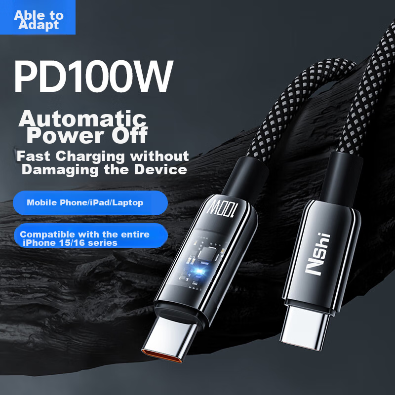 Can Fit Apple 16/15 Charging Cable, Double-Ended PD100W Data Cable, Suitable for IPhone 16/15 Pro/Pro Max, Smart Power-Off Type-C, Tablet Laptop, 2 Meters, Black