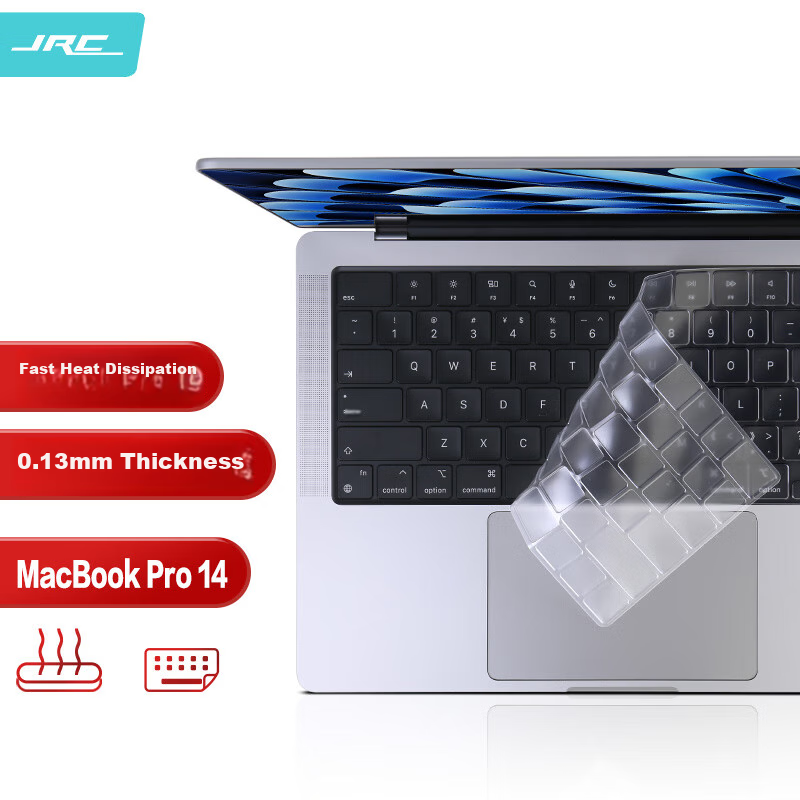 Jichuan, Apple MacBook Pro 14-Inch M4/M3/M2/M1 Keyboard Cover, 2024/2023/21 Model Laptop Keyboard Protective Film, TPU Ultra-Thin Transparent Dust Cover