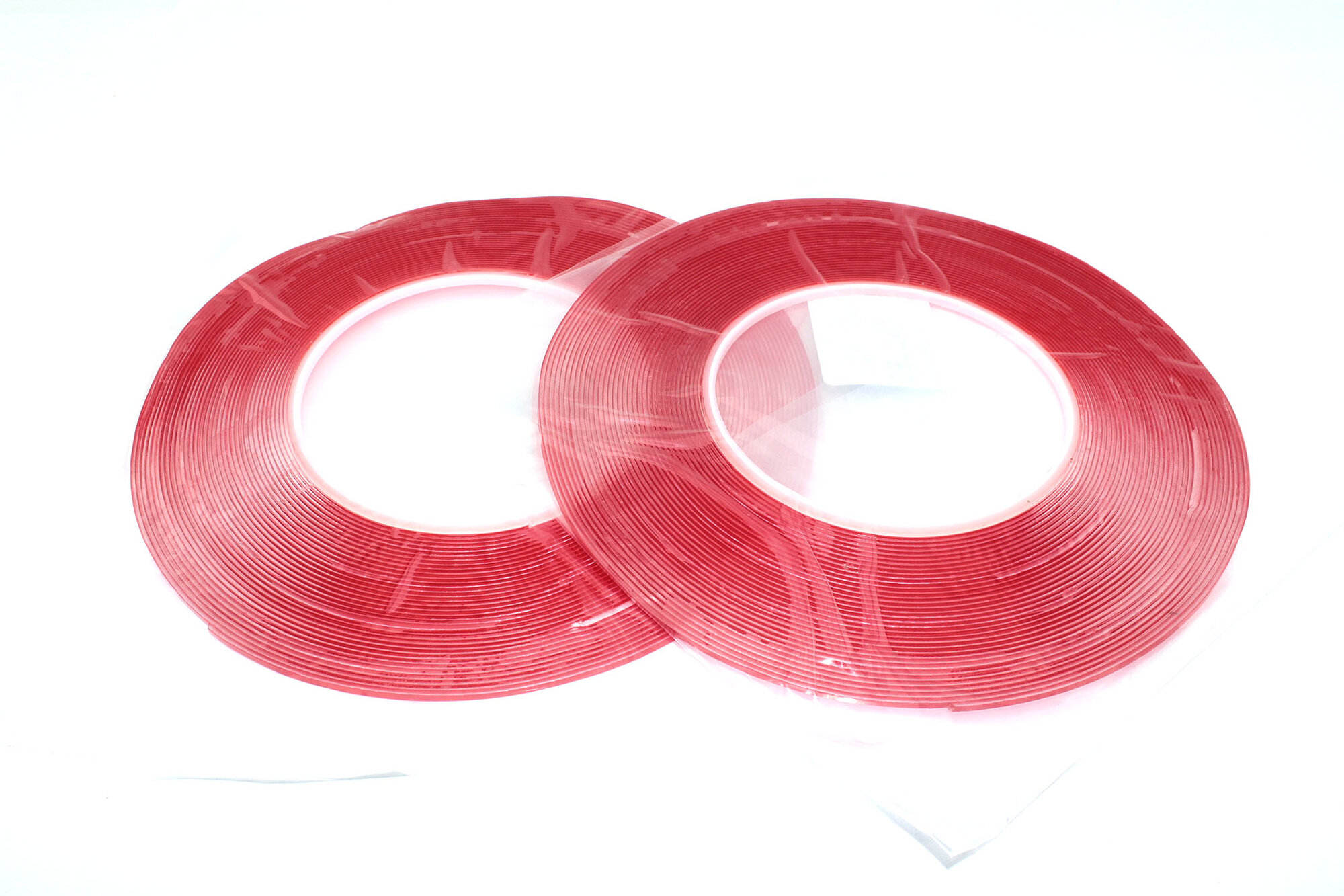 Скотч двусторонний прозрачный 3M с красной защитной лентой толщина 1мм ширина 2мм 10м 2 шт