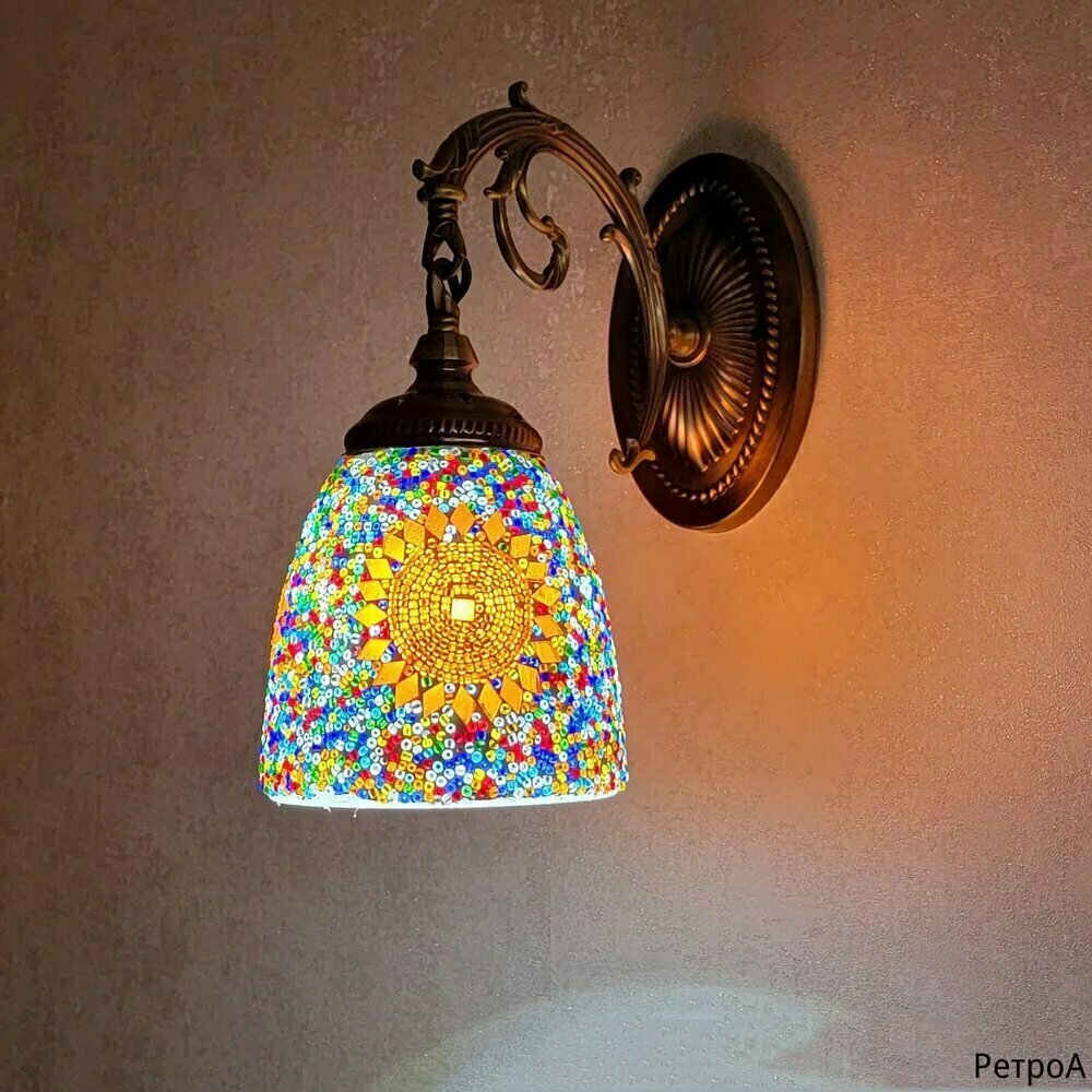 Бра РетроA PT338A, E27 LED, стекло, гальваническое покрытие из зеленой бронзы — фото 1