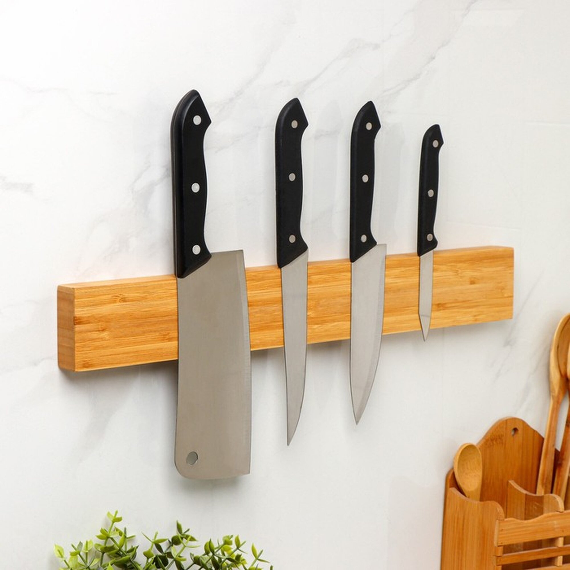 Держатель Magistro Bamboo, магнитный, дерево, 43х6 см, бежевый