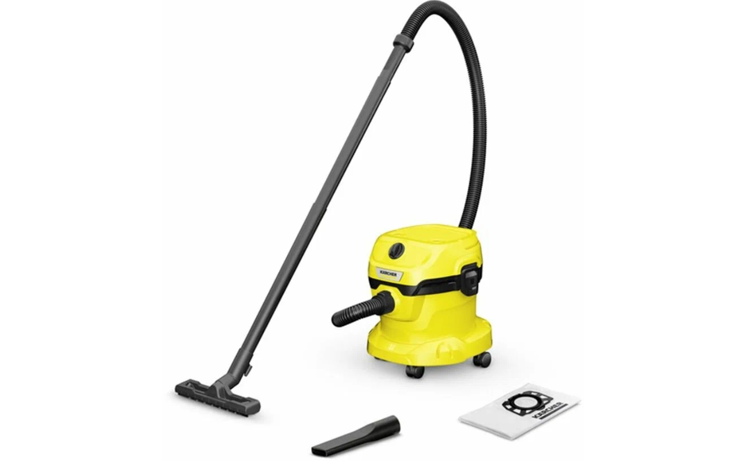 Пылесос Karcher WD2 Plus V12/4/18, сухая и влажная уборка, 12л, 1,8м, желтый