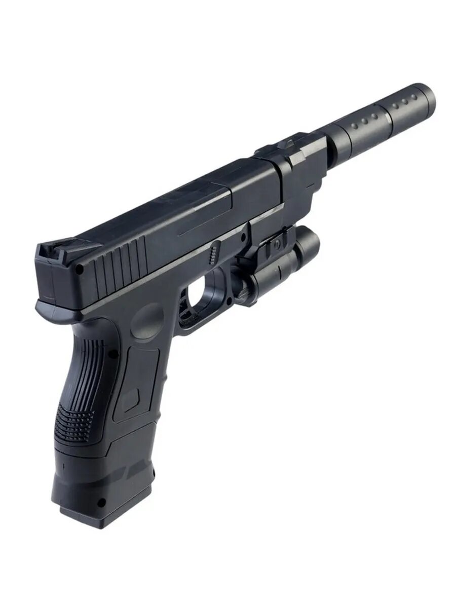 Пистолет с лазером и глушителем для тренировок