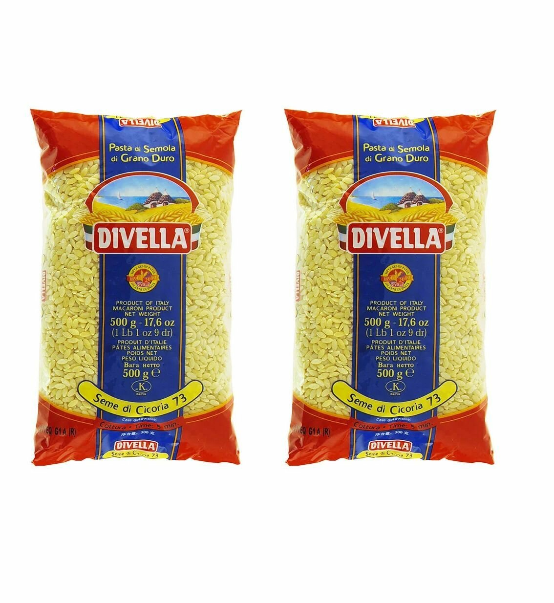 Divella Макаронные изделия Семя Цикория из твердых сортов пшеницы 500гр(Набор из 2шт)