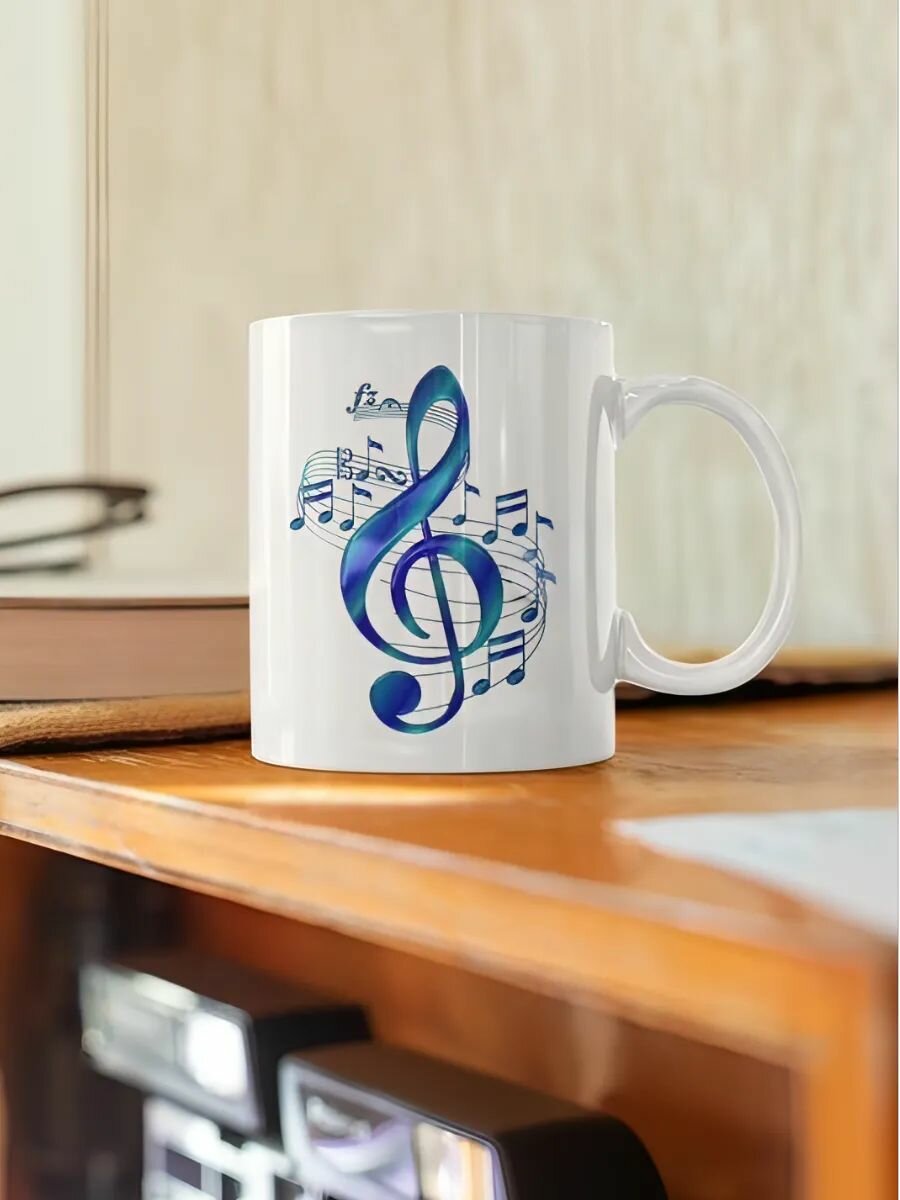 Кружка керамическая скрипичный ключ, 330 мл