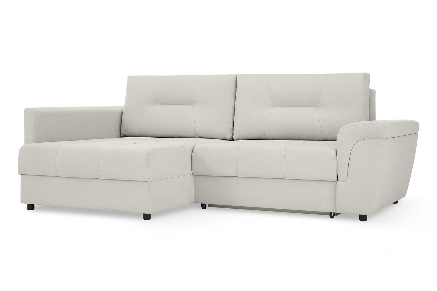 Угловой диван-кровать Кембридж 243х94х155 см, универсальный угол, обивка велюр, светло-бежевый