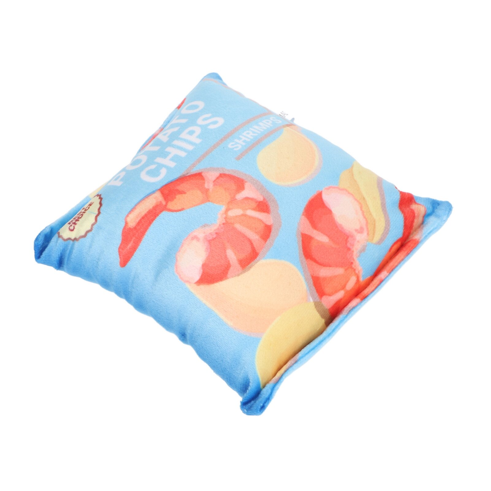 Плюшевая игрушка для собак с картофельными чипсами, встроенная в гремучую бумагу, устойчивая к укусам, скрипучая сумка для закусок, игрушка для собак для щенков, свежие креветки, синяя