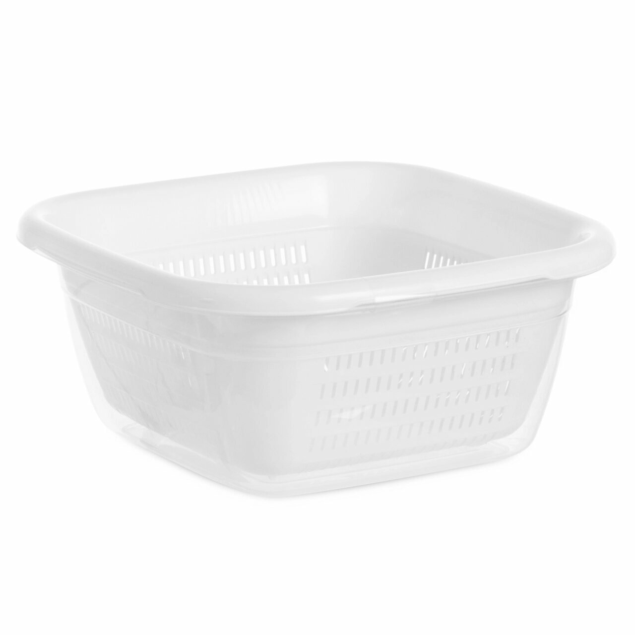 Hobby Life Emerald Дуршлаг с миской 1.3 л из пластика, белый для мытья овощей