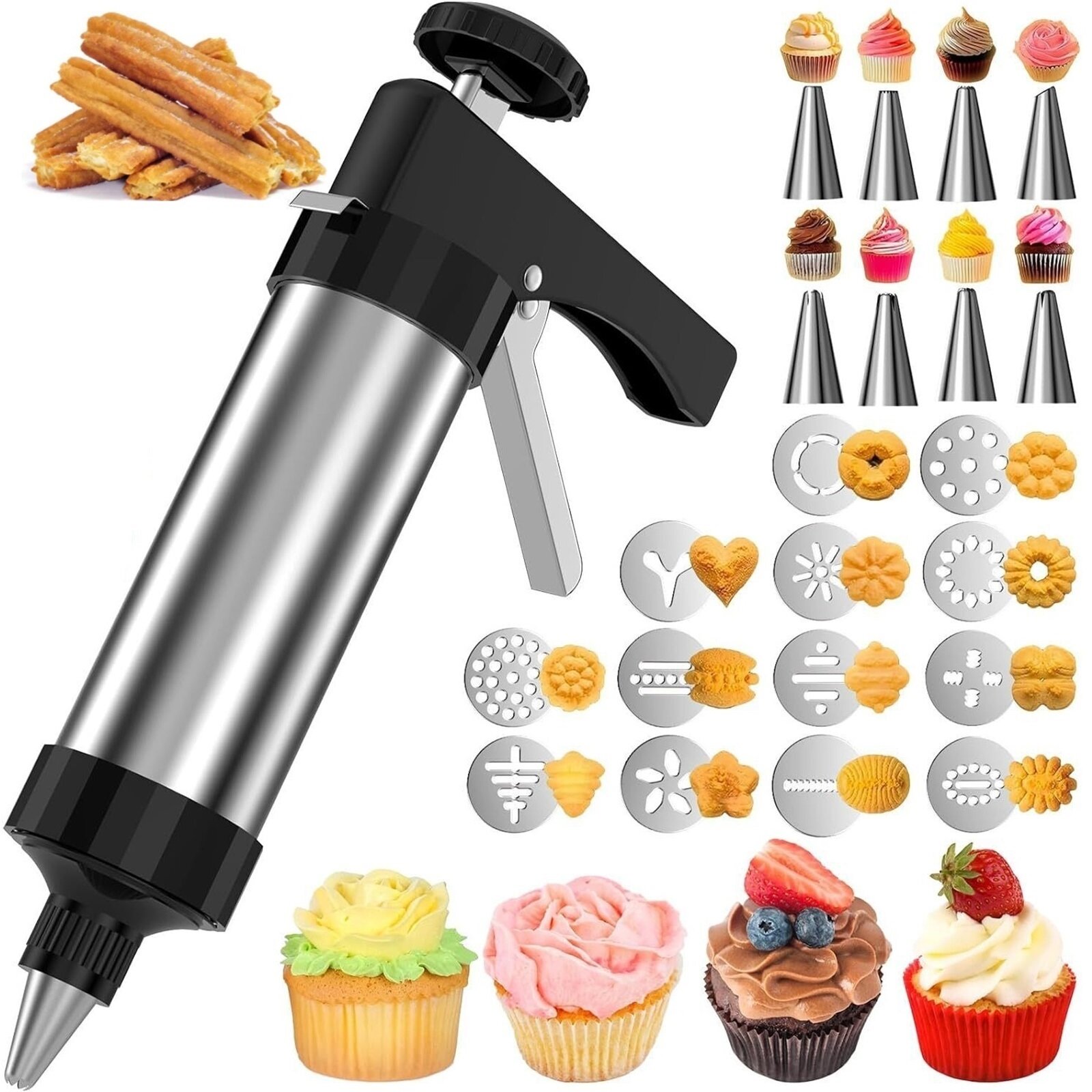 Машина Для Приготовления Чурро, 8 Насадок И 13 дисков Для Пресс-Пистолета