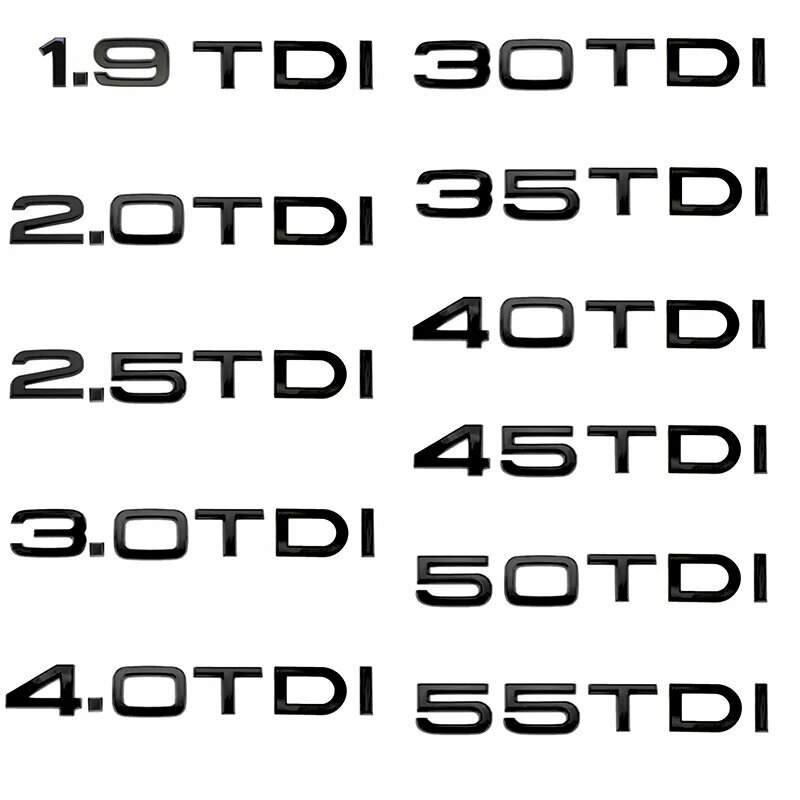 Наклейка с эмблемой багажника автомобиля 3D ABS 1,9 2,0 2,5 2,7 3,0 4,0 30 35 40 45 50 55 TDI для Audi A1 A3 A4 A5 A6 A7 A8 Q2 Q3 Q5 Q7 TT Gloss Black, 45 TDI