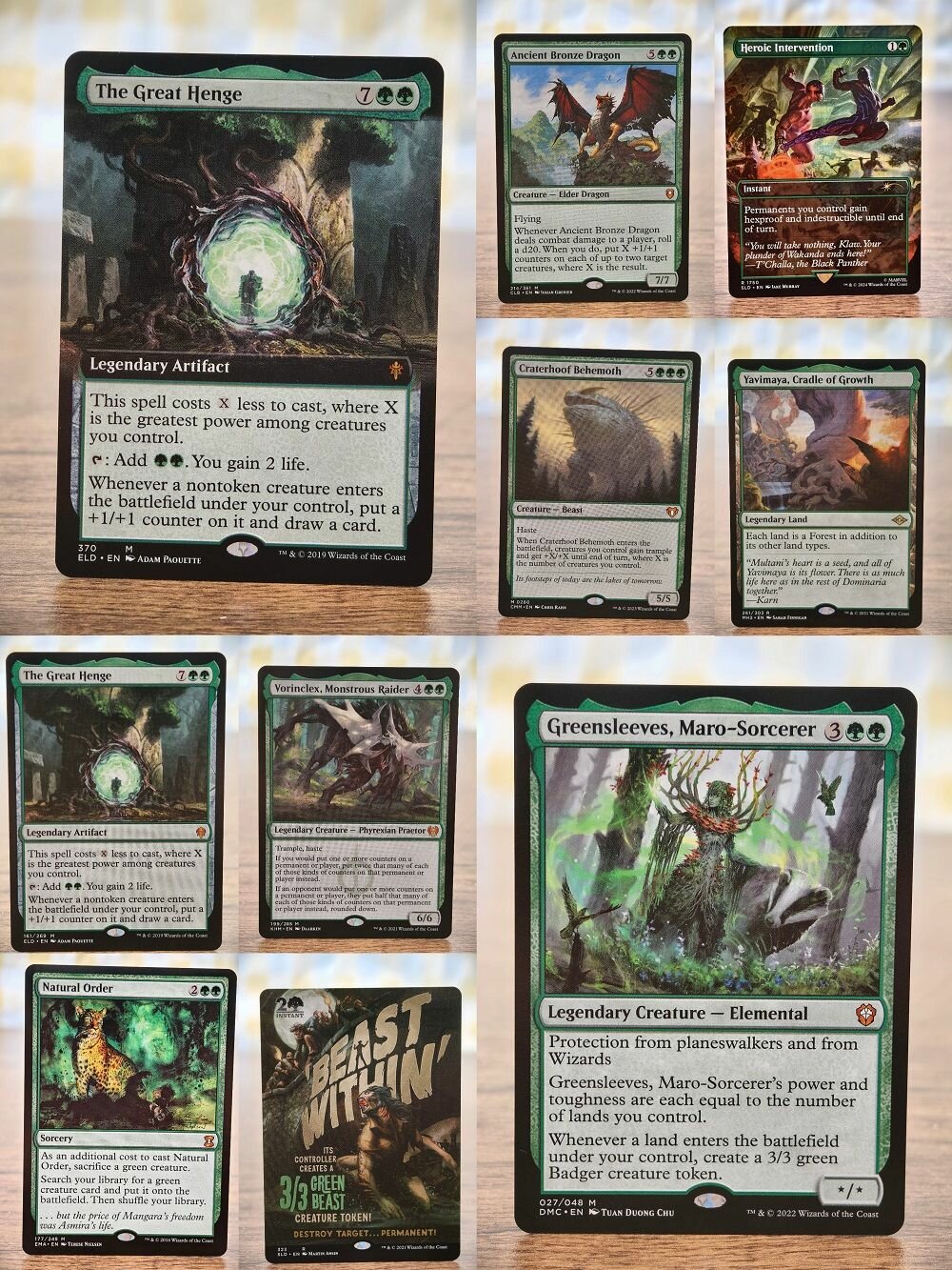 Magic: The Gathering Коллекционные карты: The Great Henge M, Vorinclex, Craterhoof Behemoth, Yavimaya и топовые артефакты с защитными чехлами