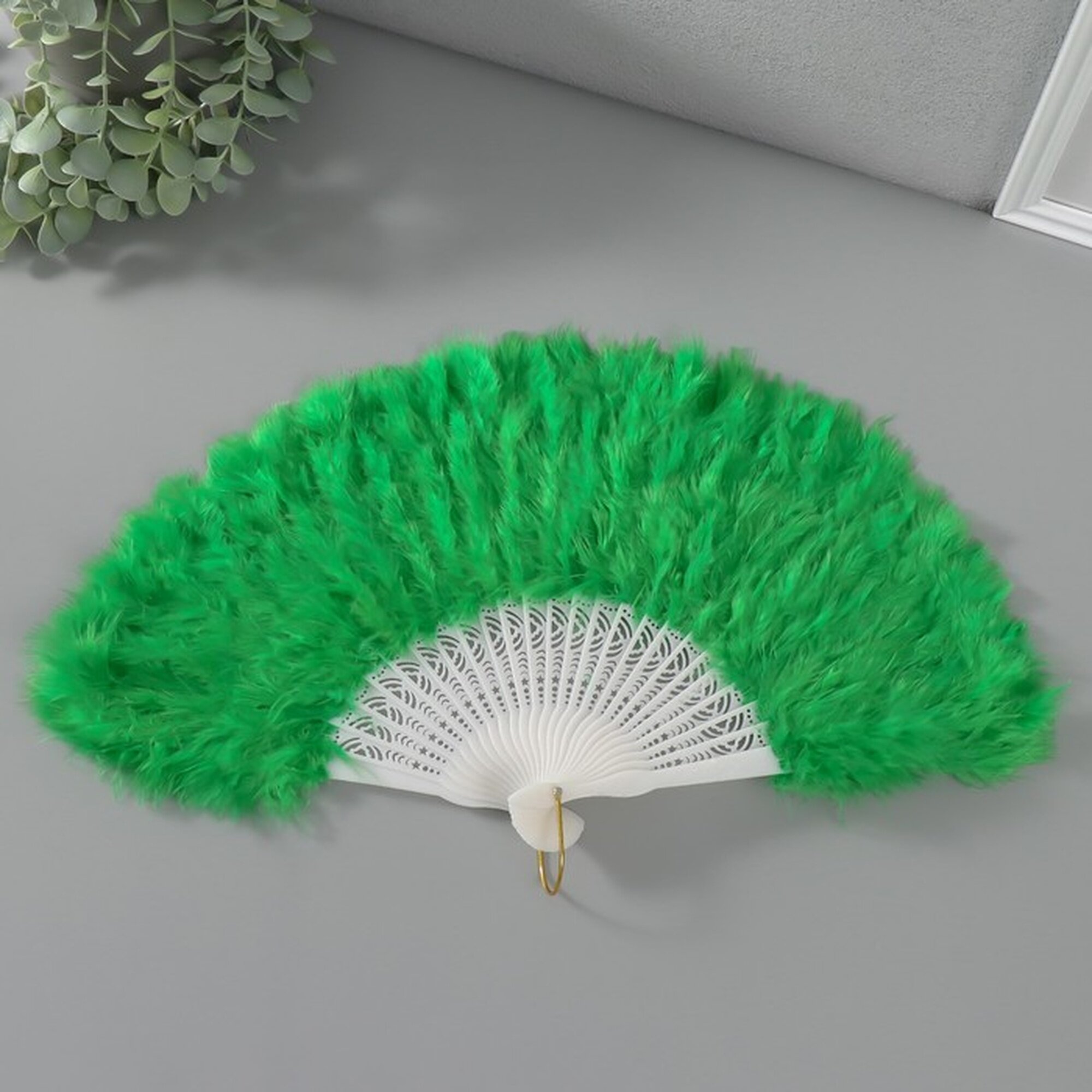 Веер Сима-ленд "Зелёный", пластик, 26см, 25 лопастей, зеленый