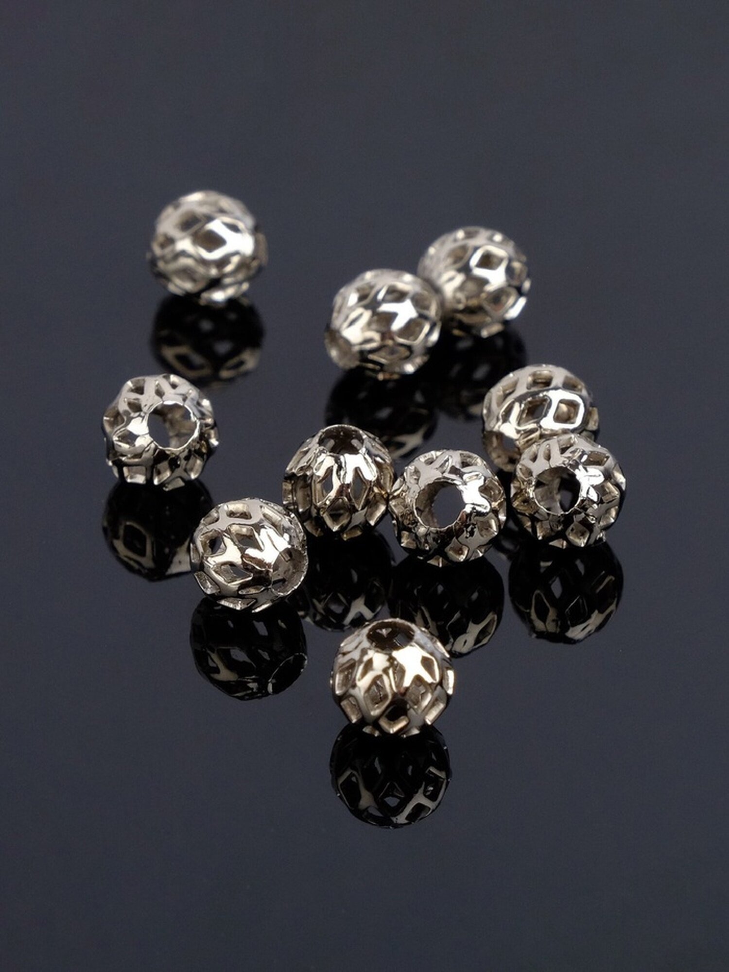 Кримп (зажимная бусина) СМ-395 (набор 10 шт.), 6мм, цвет серебро