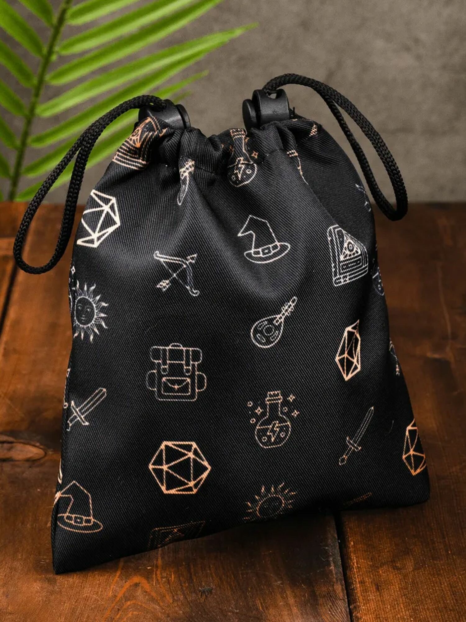 Мешочек "Сусальное золото" 15см на 15см, для дайсов, костей, рун, игральных кубиков, ДнД (D&D, Dungeon and Dragons)