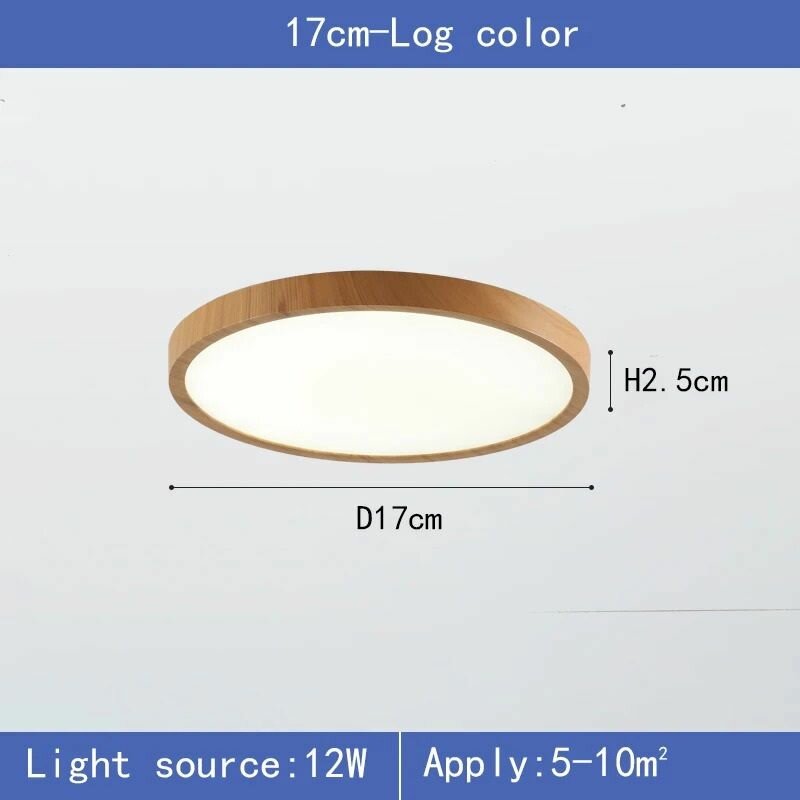 Светодиодный ультратонкий трехцветный потолочный светильник из круглой древесины грецкого ореха с зернистостью