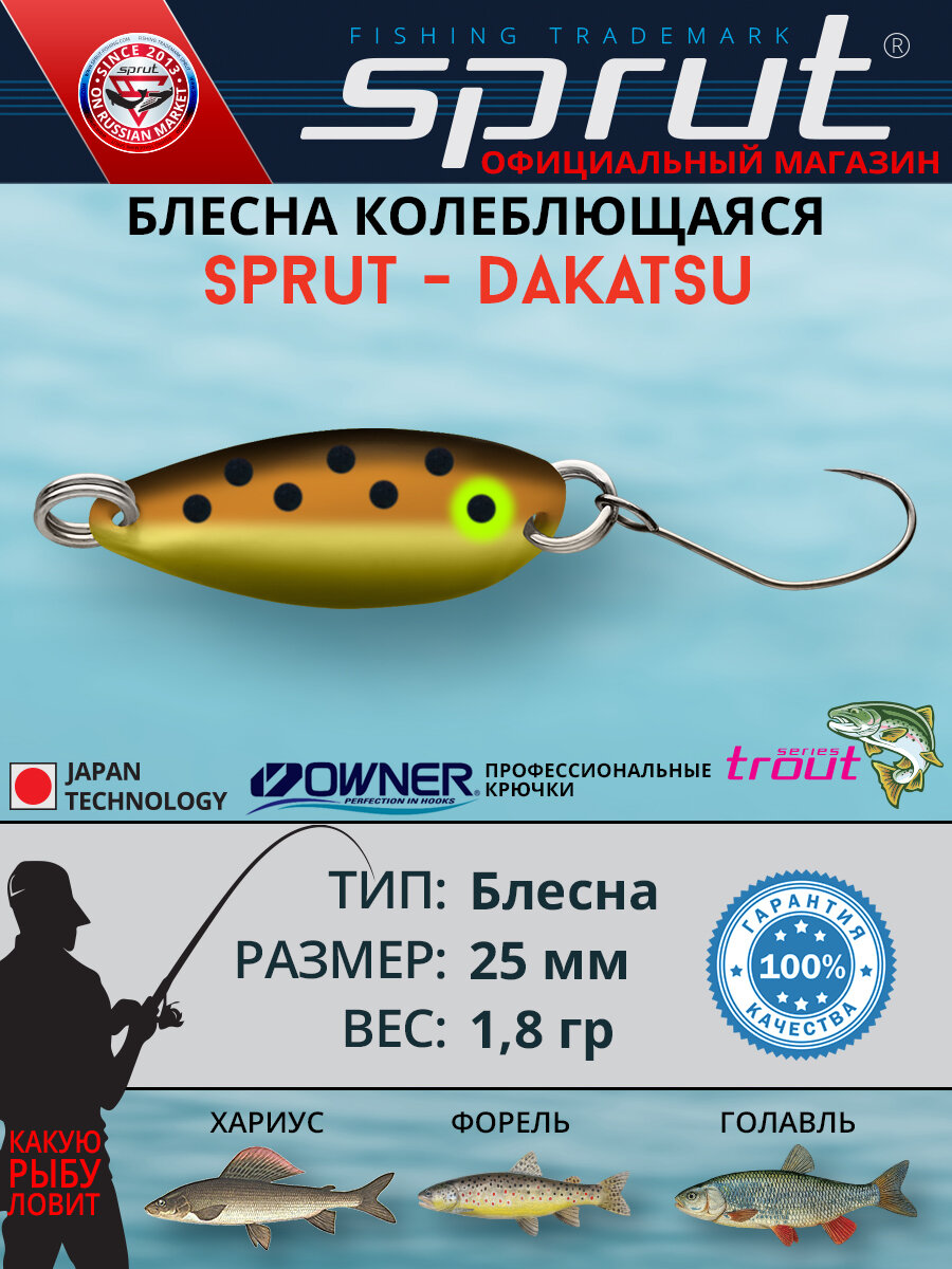 Блесна Колеблющаяся Sprut Dakatsu Micro Spoon (25mm/1,8g/GBR)