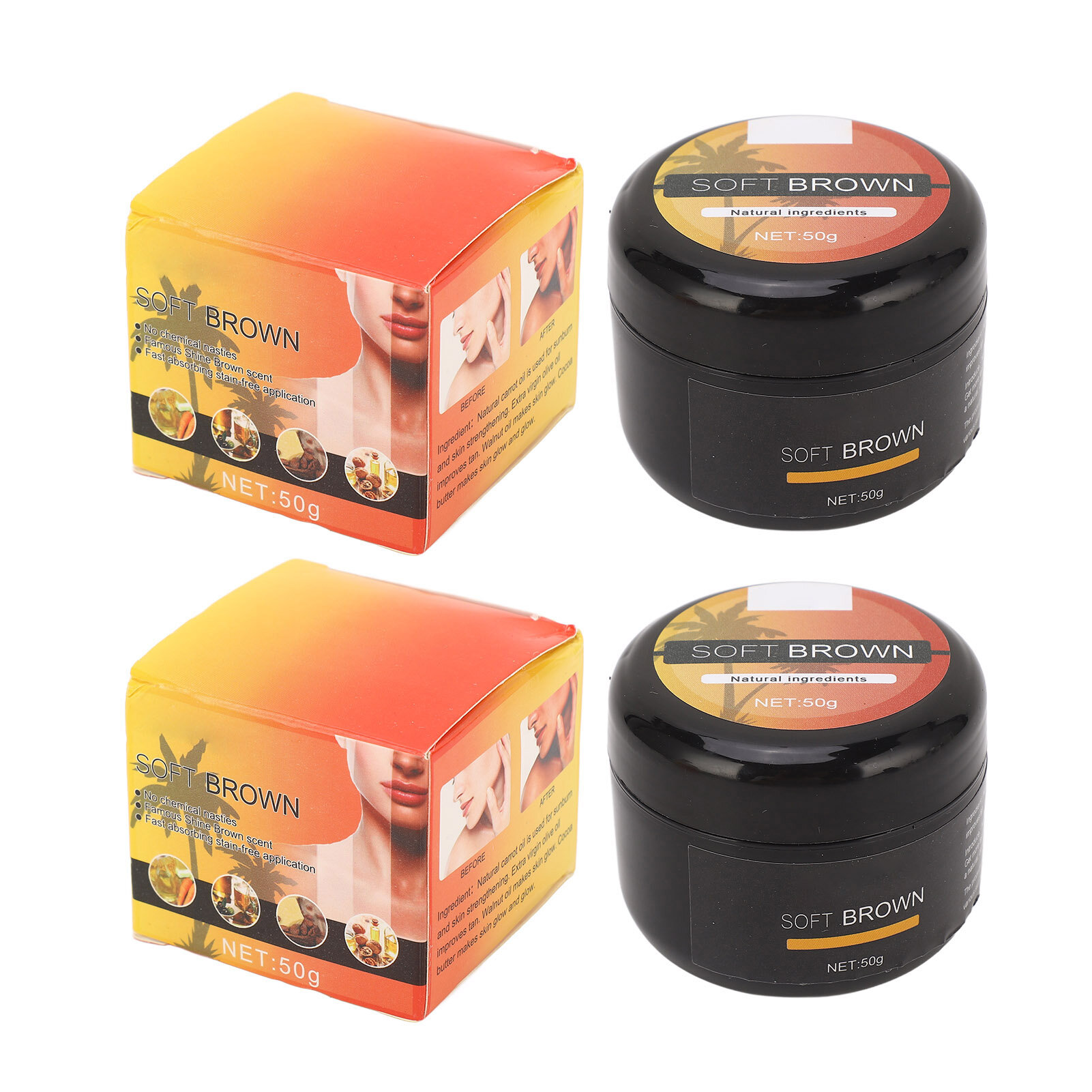 Крем для загара 2 шт, мягкий коричневый, быстро впитывающийся, увлажняющий, ускоряющий лосьон, стойкий бронзирующий уход за телом