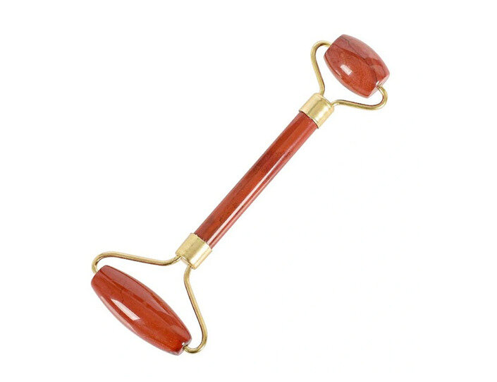 Массажер для гуаша ролик, 2 роллера (красная яшма)