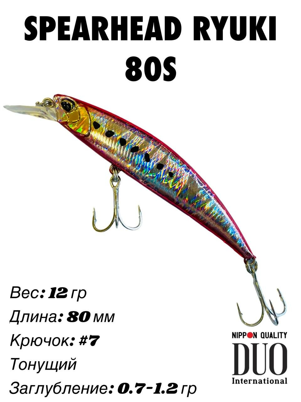 Воблер DUO Spearhead Ryuki SW 80S 12 гр 80 мм минноу Fire Sardine