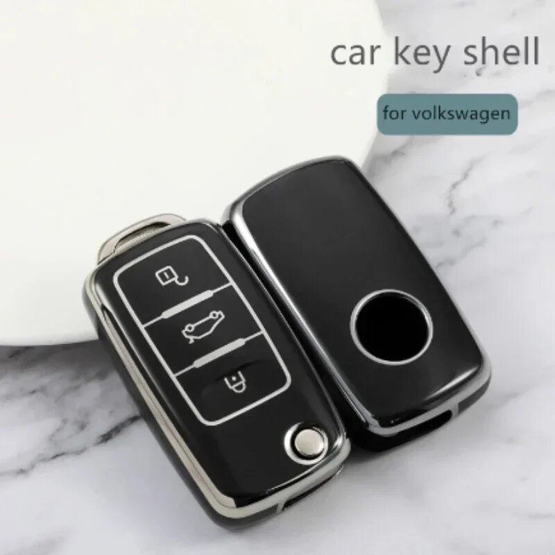 Черный чехол для ключей Volkswagen VW Polo Tiguan