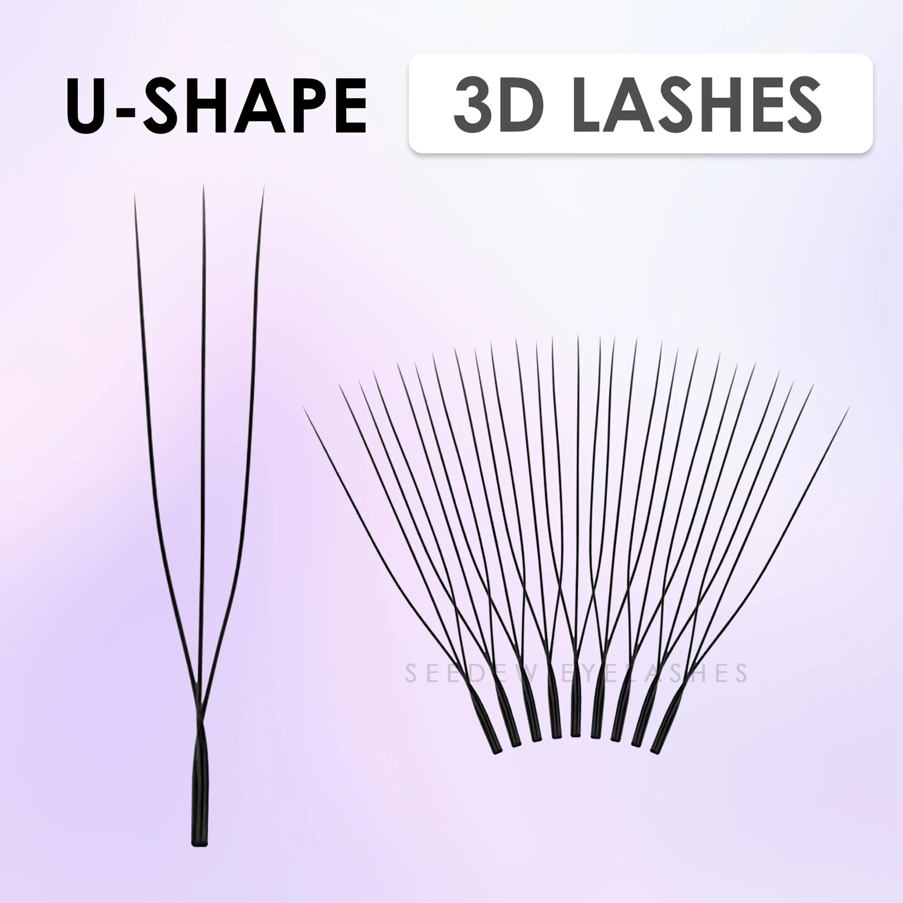 U-образные 3D ресницы D изгиб, MIX8-15mm, U 3D