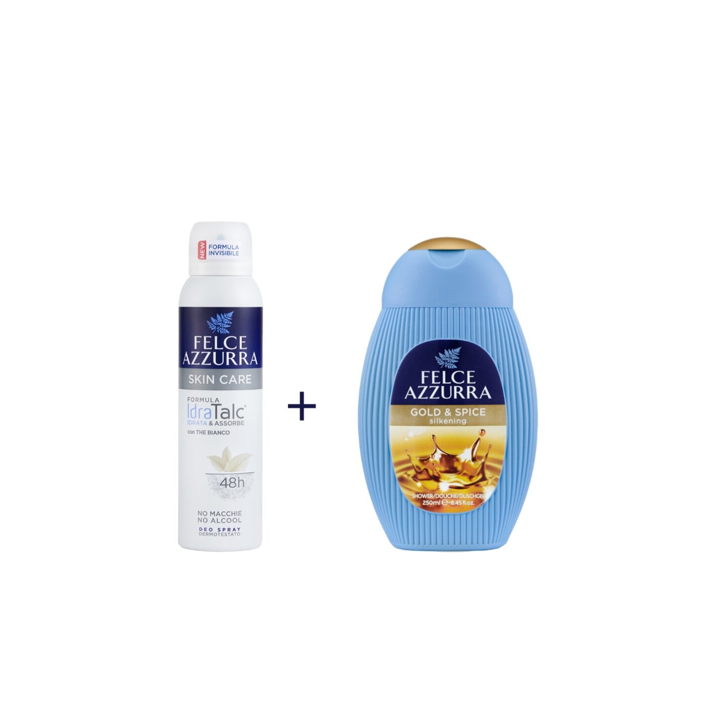 Подарочный набор Felce Azzurra Дезодорант-спрей "Белый чай" + гель для душа "Золото и специи"