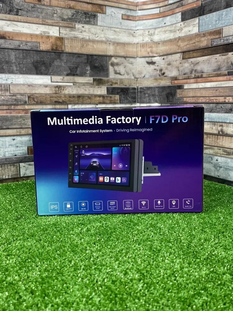 Магнитола MF "Мультимедийная Фабрика", 7 дюймов, 4+64GB. Автомагнитола WIFI, Bluetooth, GPS-навигация, MP5-плеер. Магнитофон в машину с сенсорным экраном