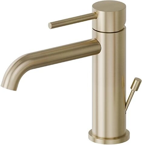 Смеситель для раковины Newform X-Steel 316 69610X.59.098 с донным клапаном, светлое золото матовый